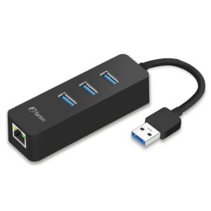 fantec ump 3ue1000 usb 3.0 hub, 3x usb 3.0 ports, 1 x 1 gbit/s; ethernet lan rj45 50 cm cable, black