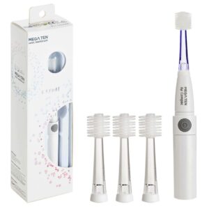 brilliant lumi 360 round head travel sonic electric toothbrush for adults - tooth brush with led microfiber bristles gentle sonic technology for a smile, vibrating toothbrush, 4 brush heads