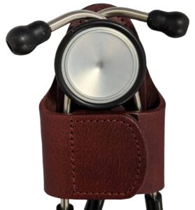 the hipclip – handmade leather stethoscope holder (brown) full grain leather