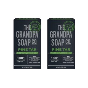 pine tar bar soap by the grandpa soap company | the original wonder soap |vegan, 3-in-1 cleanser, deodorizer & moisturizer | 3.25 oz. each â€“ 2 pack