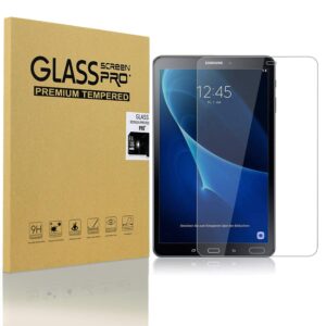 kiq [2 pack] galaxy tab a 10.1 sm-t580, sm-t585 [2016] tempered glass screen protector, 9h tough 0.30mm bubble-free anti-scratch self-adhere easy-to-install for samsung galaxy tab a 10.1 t580 t585