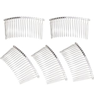 5 pieces hair combs for women accessories metal bridal hair comb 20 teeth wedding veil comb decorative for women fine hair(white k)