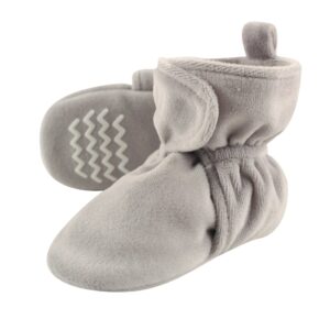 hudson baby unisex baby cozy velour booties, heather gray, 12-18 months