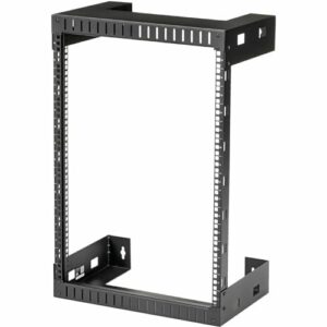 startech.com 2-post 15u heavy-duty wall-mount network rack, 19" open frame server rack, 12" deep, wall mount data rack for it / av / patch panel / computer equipment (rk15wallo)