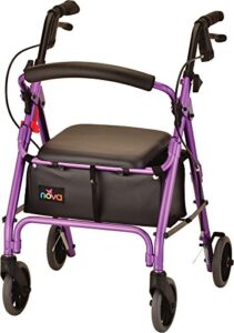 nova getgo petite rollator walker (petite & narrow size), rolling walker for height 4'10" - 5"4", seat height is 18.5 inch, ultra lightweight - only 13 lbs with more narrow frame, color purple