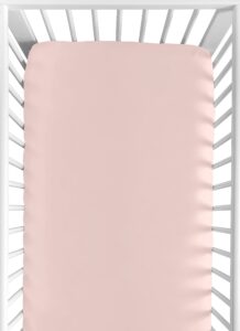 sweet jojo designs solid blush pink baby or toddler fitted crib sheet for celestial collection by