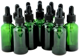 vivaplex, 12, green, 1 oz glass bottles, with glass eye droppers