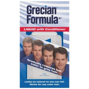 grecian formula liquid with conditioner, for thicker and healthier hair, gradually colors and reduces grays, natural looking color, no mix or mess, 4 ounce