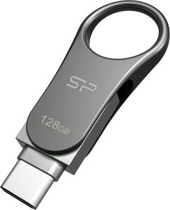 silicon power 128gb usb 3.0 / usb 3.1 (gen1) flash drive (metal) dual drive usb type-c c80 swivel usb drive ready for smartphone tablet and new macbook (sp128gbuc3c80v1s)