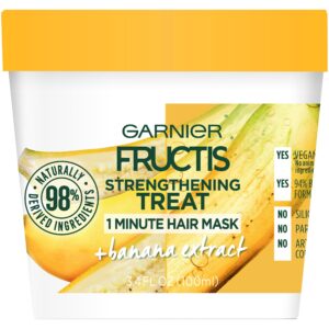 garnier fructis strengthening treat 1 minute hair mask with banana extract, 3.4 fl oz (pack of 1)