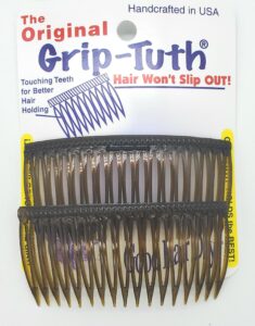 good hair days grip-tuth combs - set of 2 hair side combs - hair combs for all types of hair - decorative & hair styling women accessories (shell, 3 ¼ ″ wide)