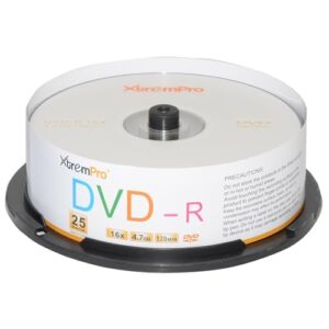 xtrempro dvd-r 16x 4.7gb 120min dvd 25 pack blank discs in spindle - 11031