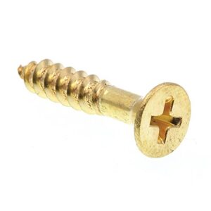 prime-line 9035584 wood screw, flat head phillips, #10 x 1 in, solid brass, pack of 25