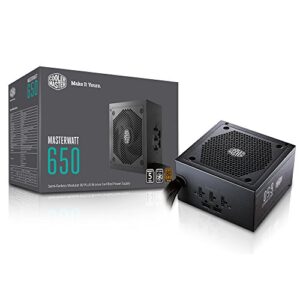 cooler master watt 650 watt semifanless modular power supply, 80 plus bronze certified power supply for computers