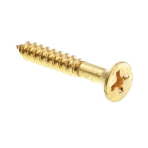 prime-line 9035641 wood screw, flat head phillips, #10 x 1-1/4 in, solid brass, pack of 25