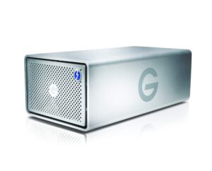 g-technology 24tb g-raid with thunderbolt 3, usb-c (usb 3.1 gen 2), and hdmi,-removable dual-drive storage system, silver – 0g05768-1