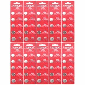 loopacell 386/301 (sr43/w/sw) 1.55v silver oxide watch battery (50 batteries)