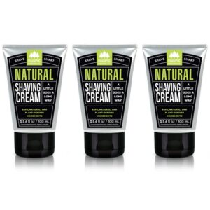 pacific shaving company natural shaving cream - shea butter + vitamin e shave cream for hydrated sensitive skin - clean formula for smooth, anti-redness + irritation-free shave cream (3.4 oz, 3 pack)