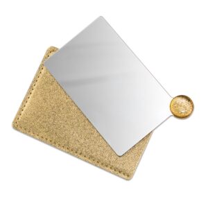 ibeet unbreakable stainless steel makeup mirrors,vanity mirror small for purse handbag travel, rectangular handheld compact pocket mirror tiny wallet mirror plate for makeup