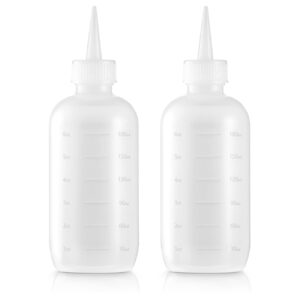 6-ounce applicator bottles for hair color, squeeze bottle with measuring scale, scalp oil perm treatment, translucent (pack of 2)