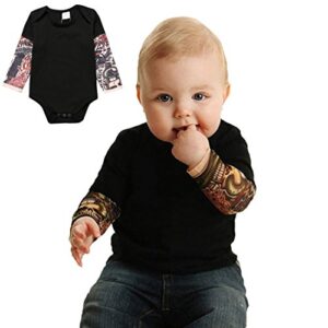 pauboli baby fake tattoo sleeve t-shirt bodysuit cool custome (3-6month, black)