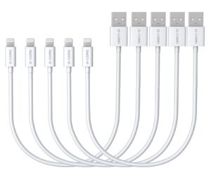 g-cord apple mfi certified short lightning to usb charging and sync cable (5 pack, 7 inch)