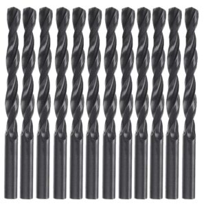 oxtul 12pcs,1/8" inch hss general purpose heavy duty jobber twist drill bits,black oxide,ideal for drilling on mild steel, copper, aluminum, zinc alloy etc.