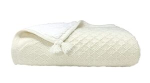 effe bebe knoten cable knit sherpa baby blanket 30"x40" (cream white)