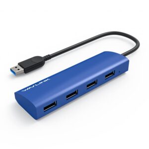 usb 3.0 4-port hub adapter,wavlink slim aluminum hub with 4 port usb 3.0,compatible with macbook, laptop, surface pro, ps4, pc, flash drive, mobile hdd