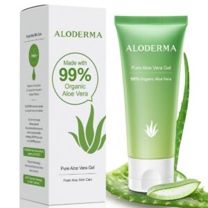 aloderma 99% organic aloe vera gel for face made within 12 hours of harvest - natural hydrating pure aloe vera gel for soothing skincare - moisturizing aloe gel for skin, face, & sensitive skin, 4oz