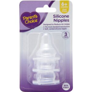 parent's choice fast flow silicone nipples, 3 ct