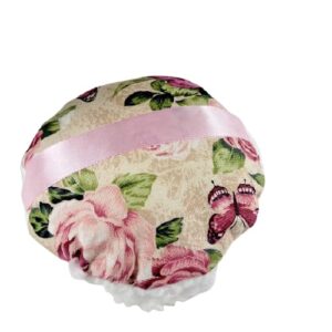 victorian rose design powder puff for dusting powder large 4 1/2 inch diameter