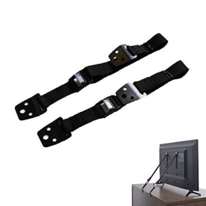 anti tip furniture and tv safety straps | earthquake proof | heavy duty mount anchor for baby proofing flat screen tv, dressers, cabinets, wardrobe, bookcase | bolts and metal parts included - 2 pack