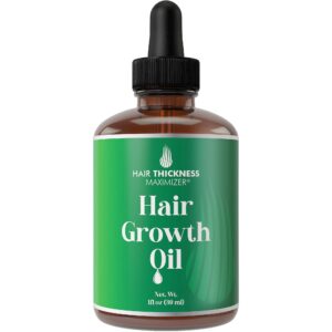 hair growth oil for hair thickening & moisturizing, 10+ nurturing vegan ingredients for women & men with dry, frizzy, weak hair, scalp serum treatment with black castor, peppermint oils 1oz