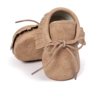 rvrovic baby boys girls moccasins soft sole tassels prewalker anti-slip shoes (s:0~6 months, pu khaki)