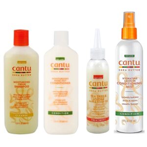 cantu shea butter moisturizing shampoo + conditioner +leave in conditioning mist + hair & scalp oil "set"