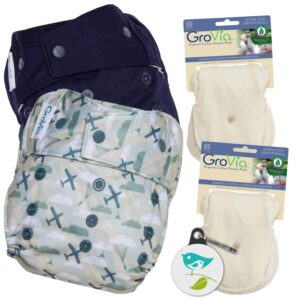 grovia experience package: 2 shells + 4 organic cotton soaker pads (color mix 10 snap)