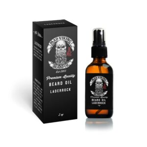 mad viking beard company beard oil, 2oz - laderrock - natural beard softener, conditioner, and skin moisturizer to reduce beard itch for thicker looking beards, made in the usa