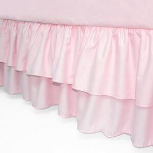 american baby company double layer ruffled crib skirt, blush pink, for girls, 1 count (pack of 1)