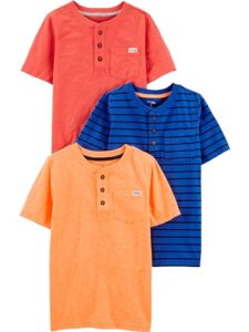 simple joys by carter's baby boys' 3-pack short-sleeve tee shirts, orange/blue/red, 2t