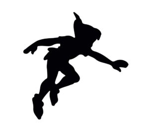 peter pan wall decal - shadow - disney vinyl sticker silhouette for kid's playroom, bedroom decoration or nursery decor