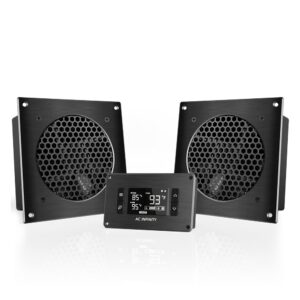 ac infinity airplate t8, quiet cooling dual-fan system 6" with thermostat control, for home theater av cabinets