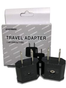 ecotrees travel small european to us plug adapter 220v to 110v travel adapter set of 2 / plug type c or plug type f to type a (us standard)/ none power convert