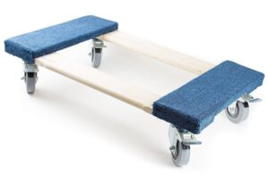 troy safety movers dolly with soft non-marking tpr wheels (4-inch wheels w/brakes, blue)