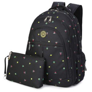 qimiaobaby diaper bag storage bag backpack, baby travel bag (black flowers)