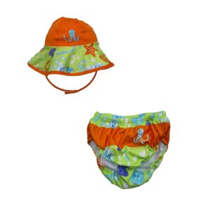 swimwear baby swim diaper and hat set, 12 months, unisex