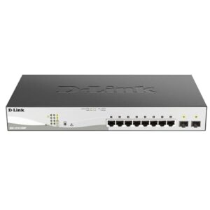 d-link 10-port gigabit smart managed poe+ switch | 8 poe+ ports (130w) + 2 sfp ports | l2+ | vlans | web managed | surveillance mode | desktop or rackmount | fanless | ndaa compliant (dgs-1210-10mp)