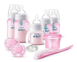 philips avent anti-colic baby bottle with airfree vent beginner gift set pink, scd393/04