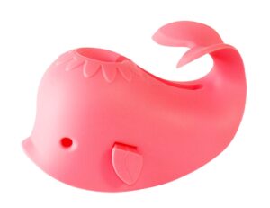 aurelie silicone whale tub faucet cover for kids, protective baby safety products for the bathtub spout, melon