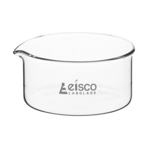 eisco crystallizing dish, 300ml - flat bottom, with spout - borosilicate 3.3 glass - laboratory, kitchen, crafts